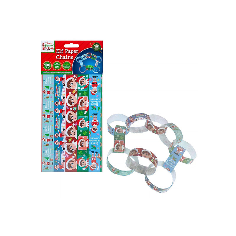 100 Piece Self-Adhesive Elf Paper Chains ¨C DIY Christmas Garland Kit ...