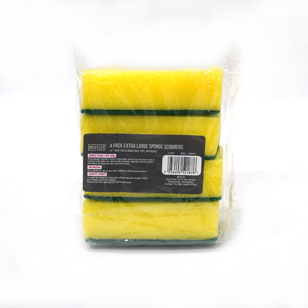 Extra Large Sponge Scourers Yellow 4PK | Durable Non-Scratch Cleaning ...