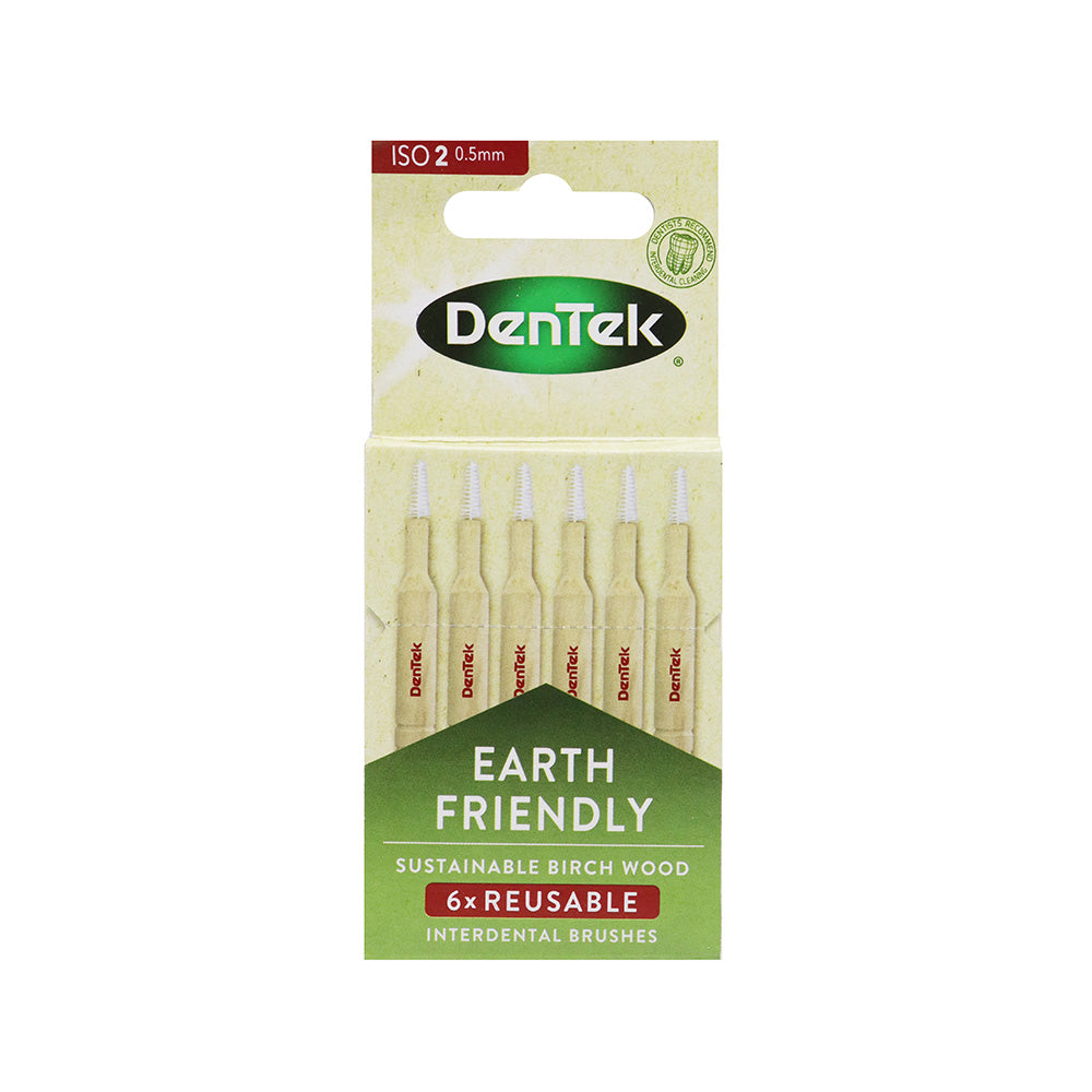 DenTek Earth Friendly Birch Wood Interdental Brushes 0.5mm 6 Pack | Eco ...