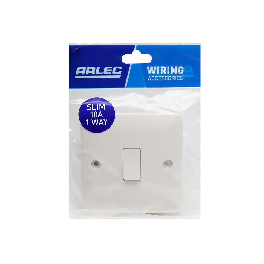 Slim White 10A 1 Gang 1 Way Light Switch ¨C Modern Wall Switch for Home ...