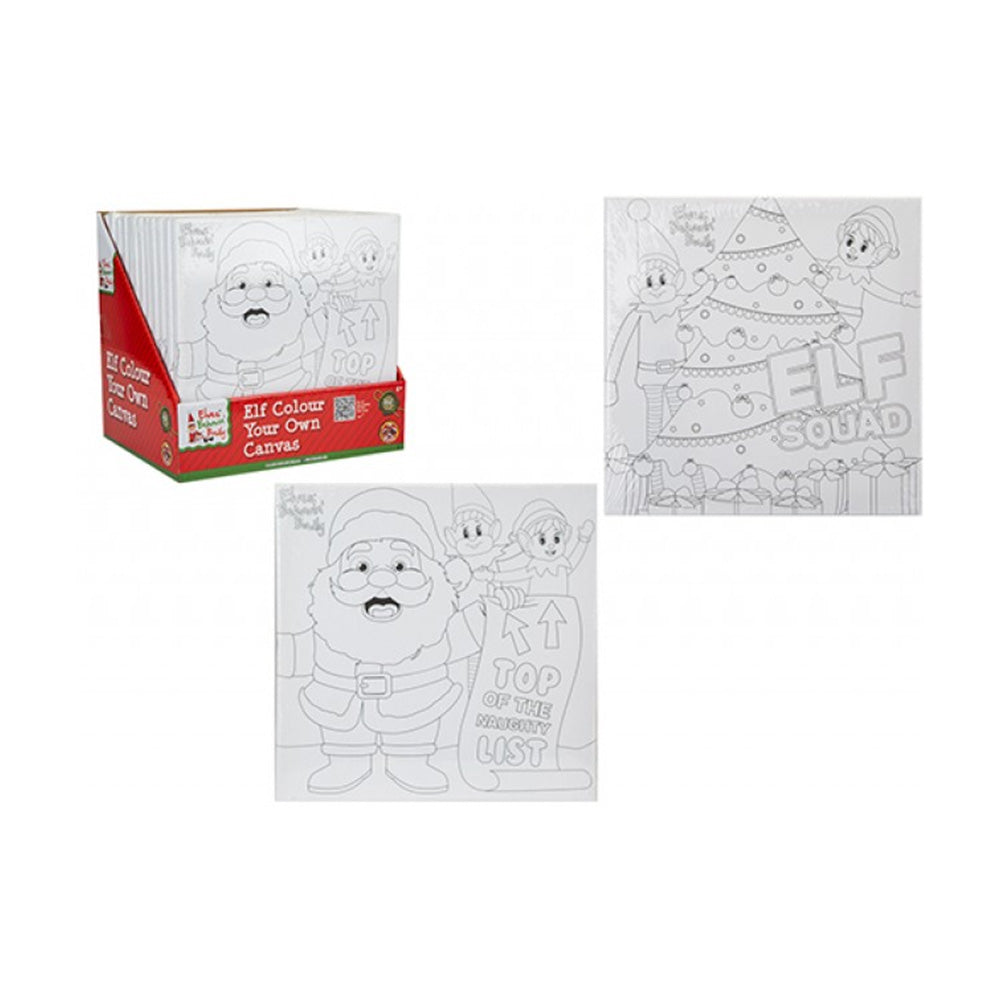 Colour Your Own Elf Canvas Kit 25x25CM, Creative Christmas Painting ...
