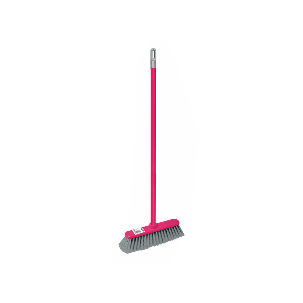 Red Broom Hard with Handle, Heavy Duty Floor Sweeping Brush for Indoor ...